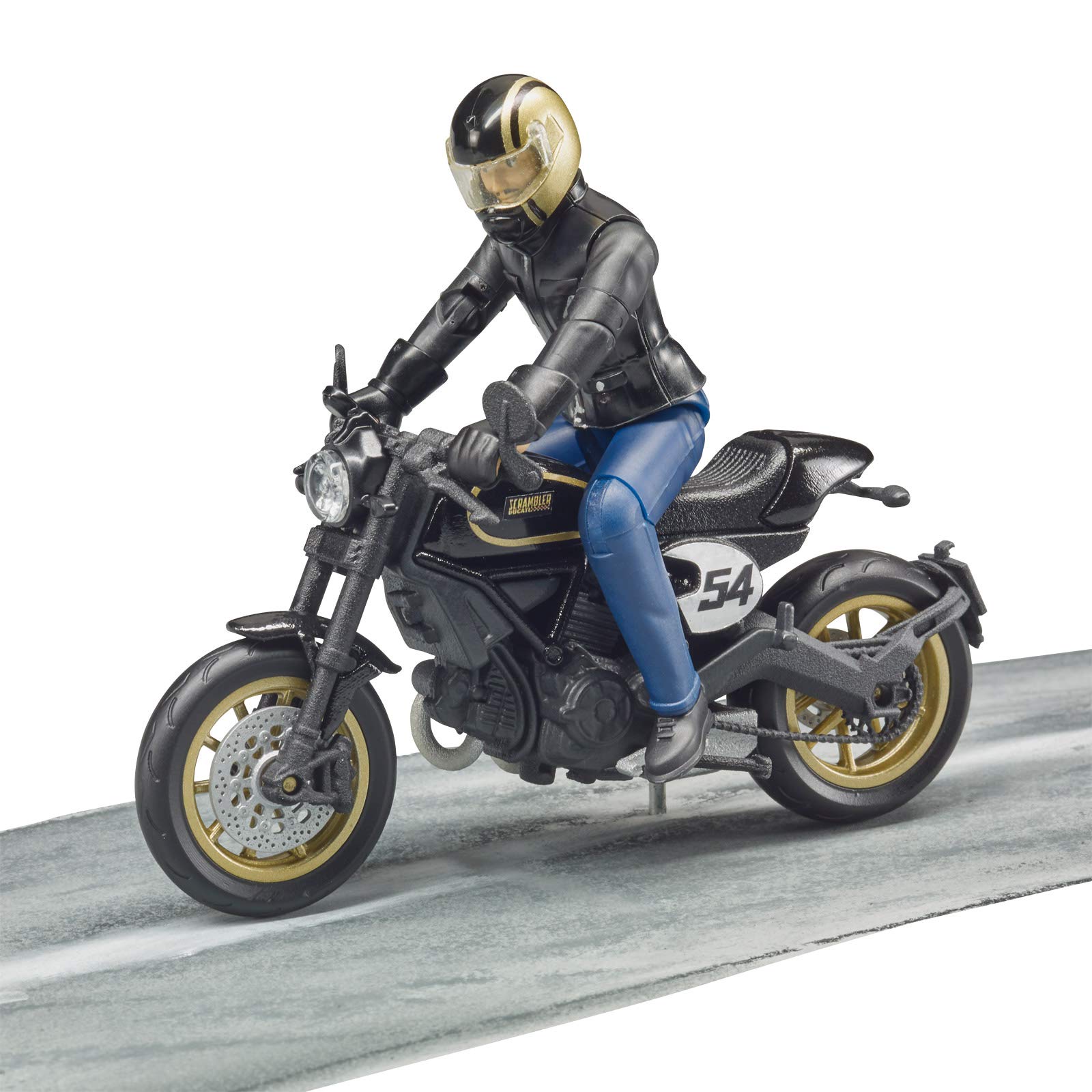 Bruder 63050 Scrambler Ducati Cafe Racer Motorcycle Bike for 48 months to 180 months with Driver Figurine and Accessories
