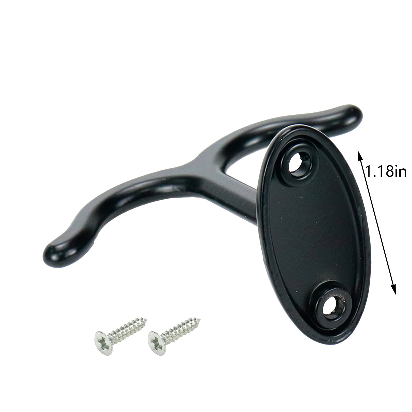 Tighall 10 PCS Zinc Alloy Black Double Prong Ceiling Hook, Top Mount Hooks with Screws for Closet Top Kitchen Cabinet Garage Hanging Clothes, Towels or Other Utensils