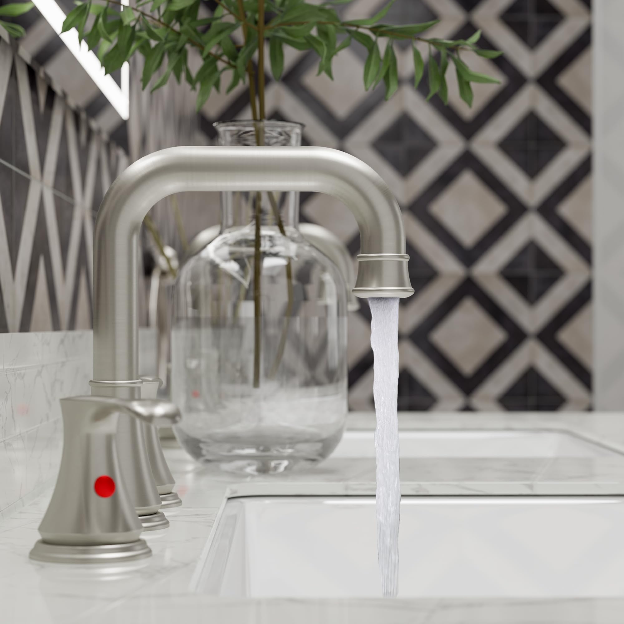 ARRISEA Bathroom Faucets for Sink 3 Hole Brushed Nickel Bathroom Sink Faucet with Pop-up Drain and Built-in Strainer, 8 Inch Wide-Spread Faucets for Bathroom Sink 3 Hole, BF057-1-BN