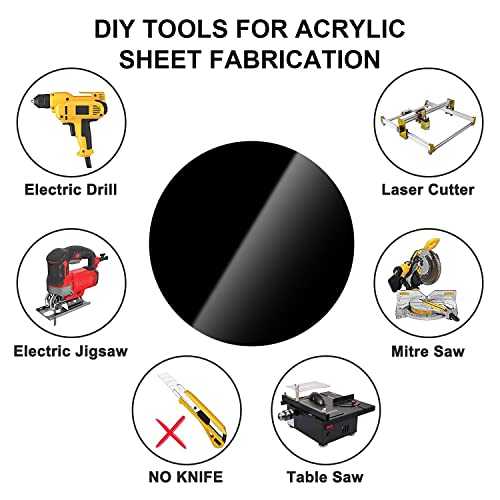 DARENYI 10Pcs Round Acrylic/Plexiglass Sheets, 10 inch Black Acrylic Boards 0.04 Inch Thick Blank Acrylic Discs Circle Plastic Sheets Acrylic Panels for DIY Craft Signs Painting