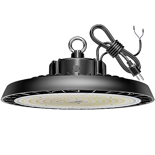 Flakeeper LED High Bay Light 240W 36000 LM with US Plug, Dimmable 1-10V, 5000K, UFO Commercial Industrial Warehouse Workshop Factory Barn Garage Area Lighting Fixture, DLC ETL Listed