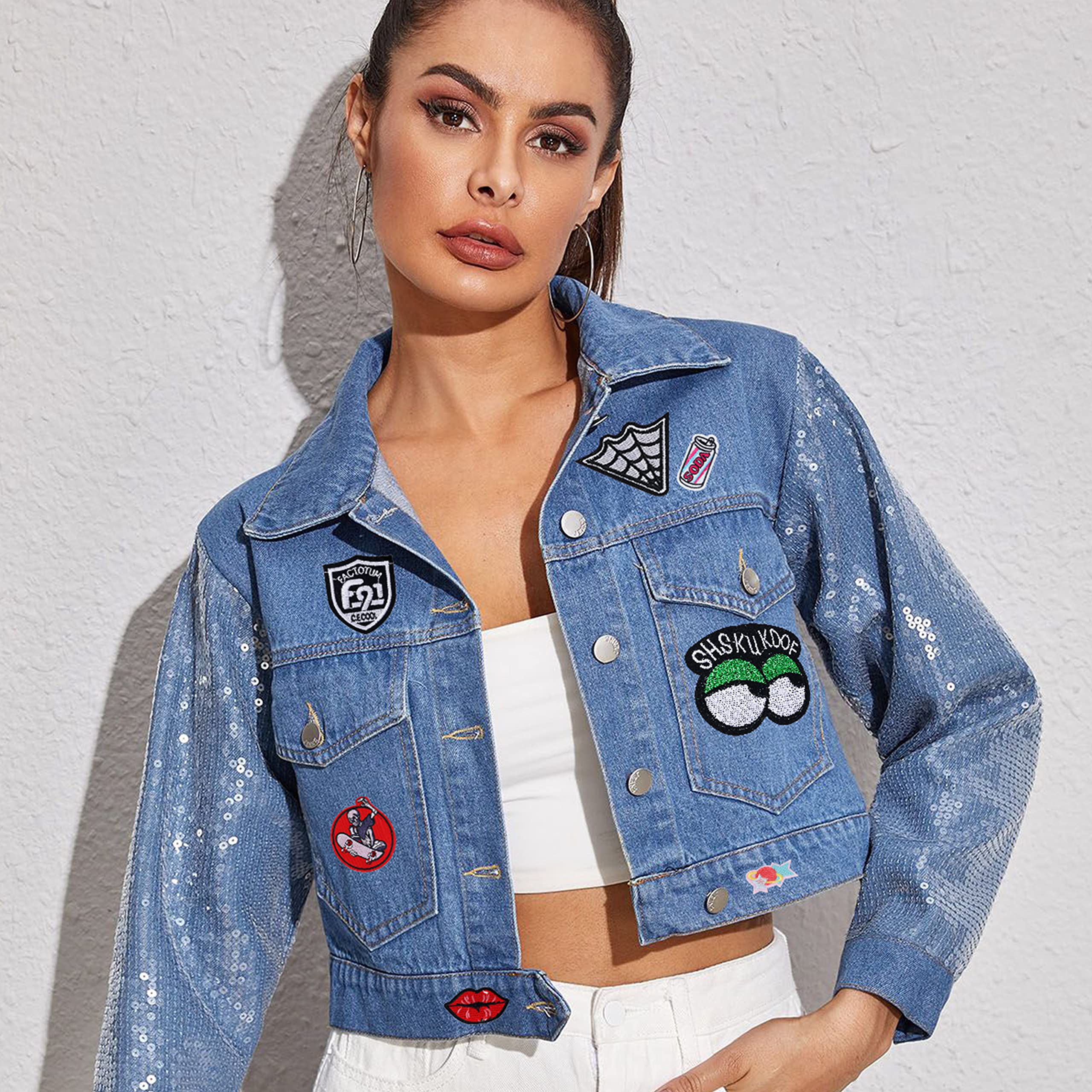 Meneng Embroidered Patches Iron-on Appliques: 30pcs Assorted Cool Punk Embroidery Sew-on Patch for Jackets Clothing