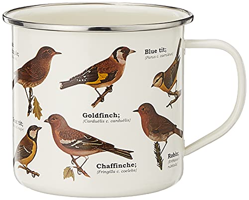 Gift Republic Garden Birds Enamel Mug, 1 Count (Pack of 1), Multicolor, 450 milliliters