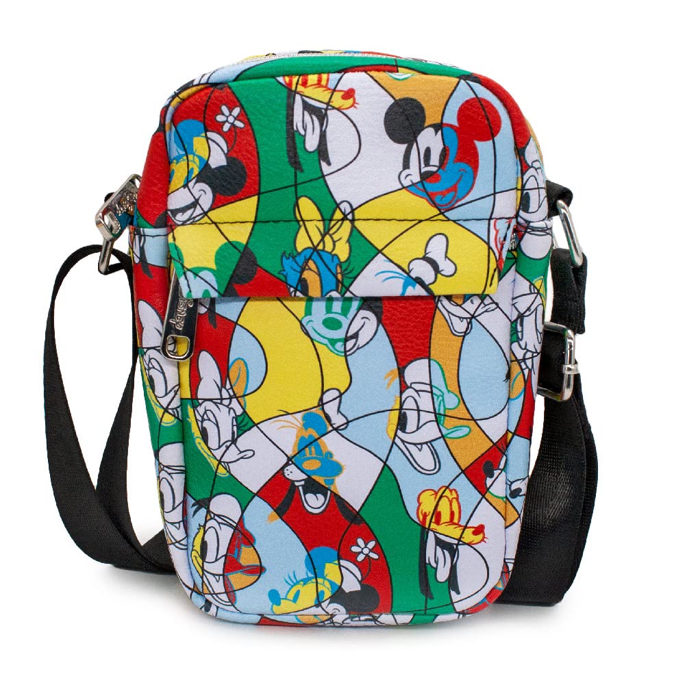 Disney Bag, Cross Body, Disney The Sensational Six Smiling Faces Collage, Multi Color, Vegan Leather