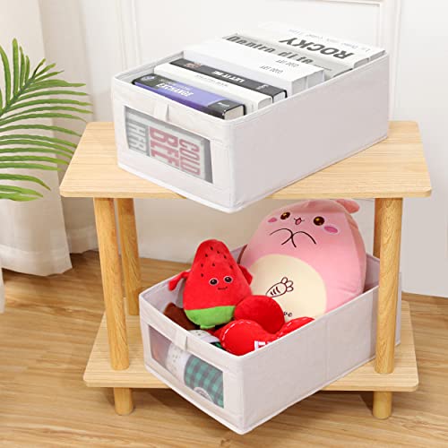 BDZBREN 2Pack Linen Storage Bins,Storage Containers for Organizing Clothing, Jeans, Toys, Shelves, Closet, Wardrobe - Closet Organizers and Storage,Foldable Large Storage Boxes Baskets with Window