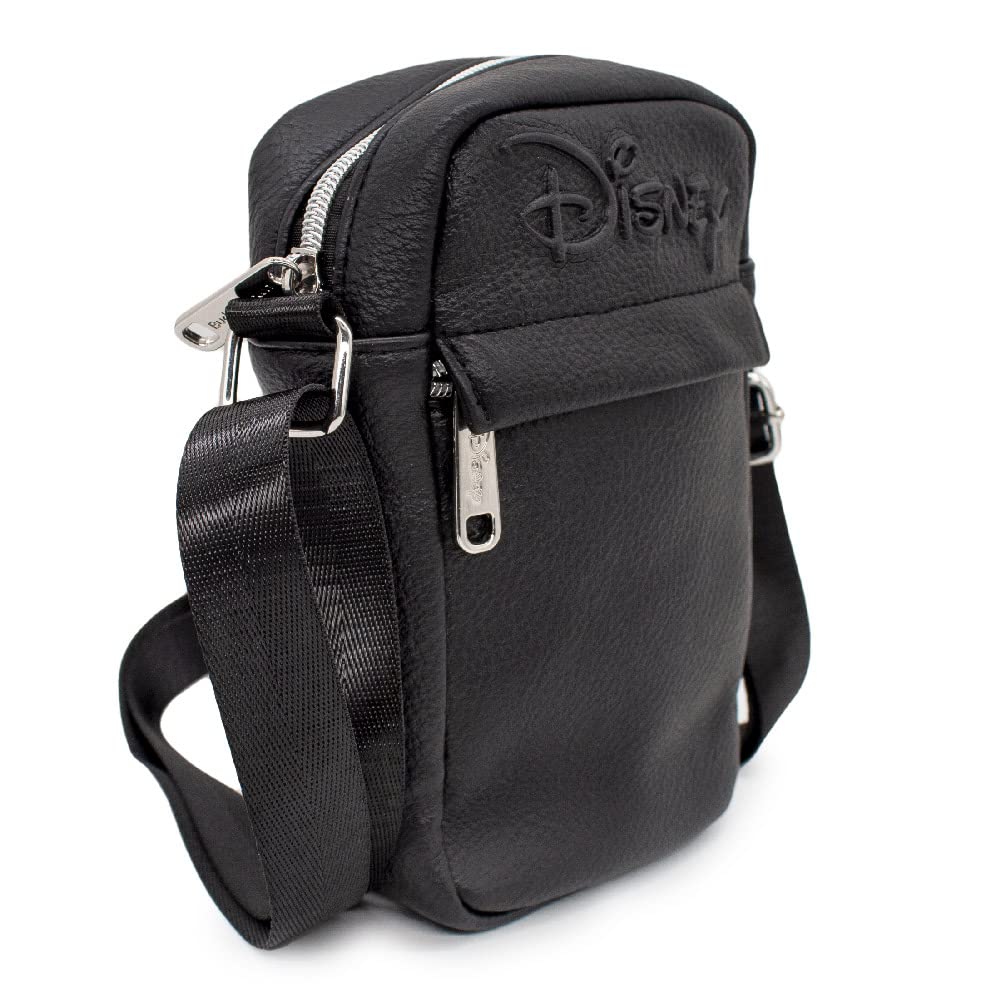 Disney Bag, Cross Body, Disney Signature Text Logo Embossed Black, Vegan Leather