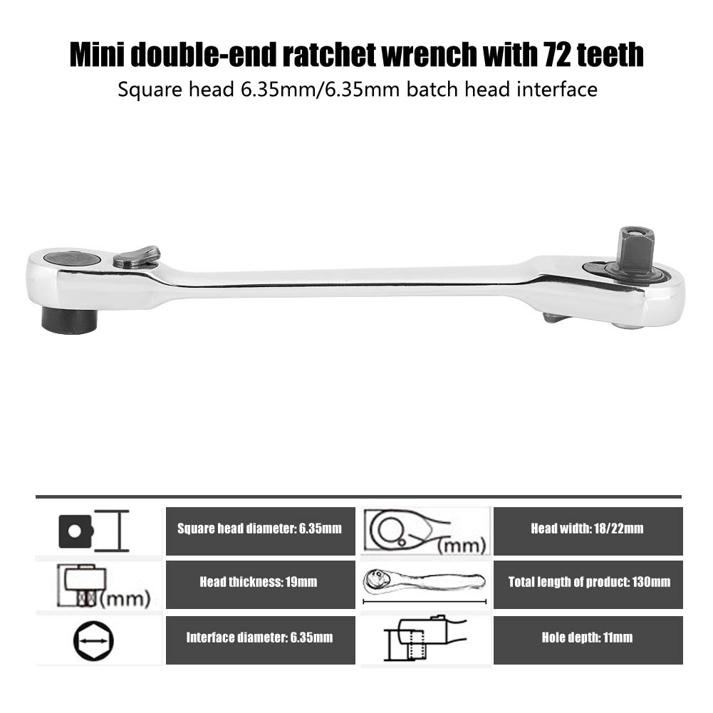 Akozon Allen Wrench, 1/4" Mini Ratchet Socket Wrench Screwdriver Hex Wrench Quick Release Ratchet Wrench (130mm)