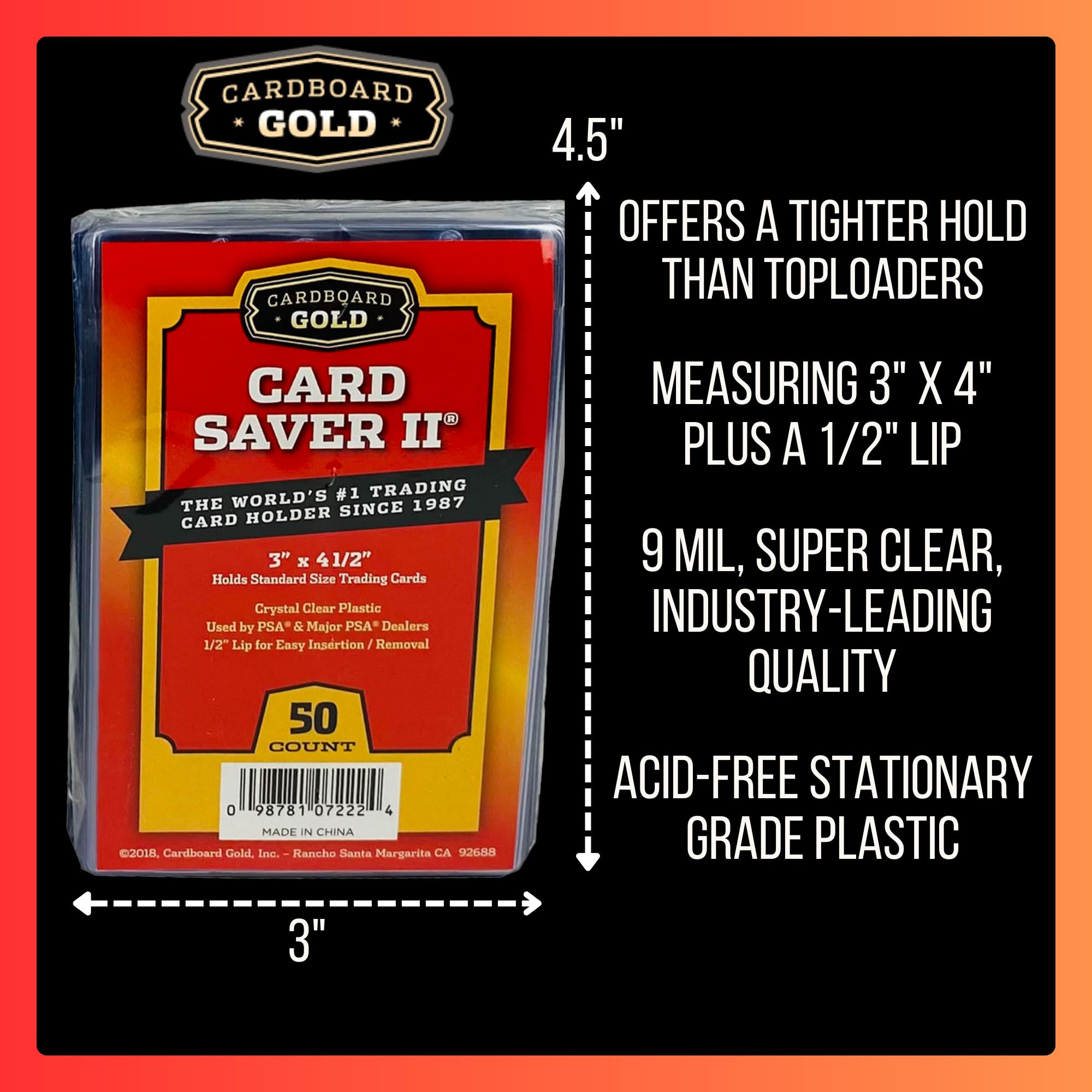 Card Saver 200 Cardboard Gold 2 Semi-rigid Card Holders