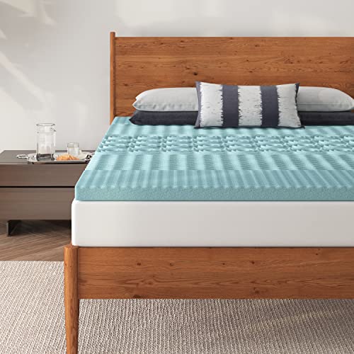 NapQueen 3 Inch 5-Zone Gel Memory Foam Mattress Topper, CertiPUR-US Certified, Twin, Blue