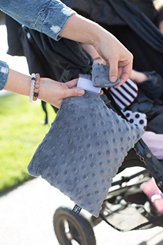 J.L. Childress Cuddle 'N Cover Stroller Blanket - Silky and Minky Fabrics - Blanket Attaches to Stroller - Privacy Cover, Blanket, Sun Shade - 30" x 30" - Grey
