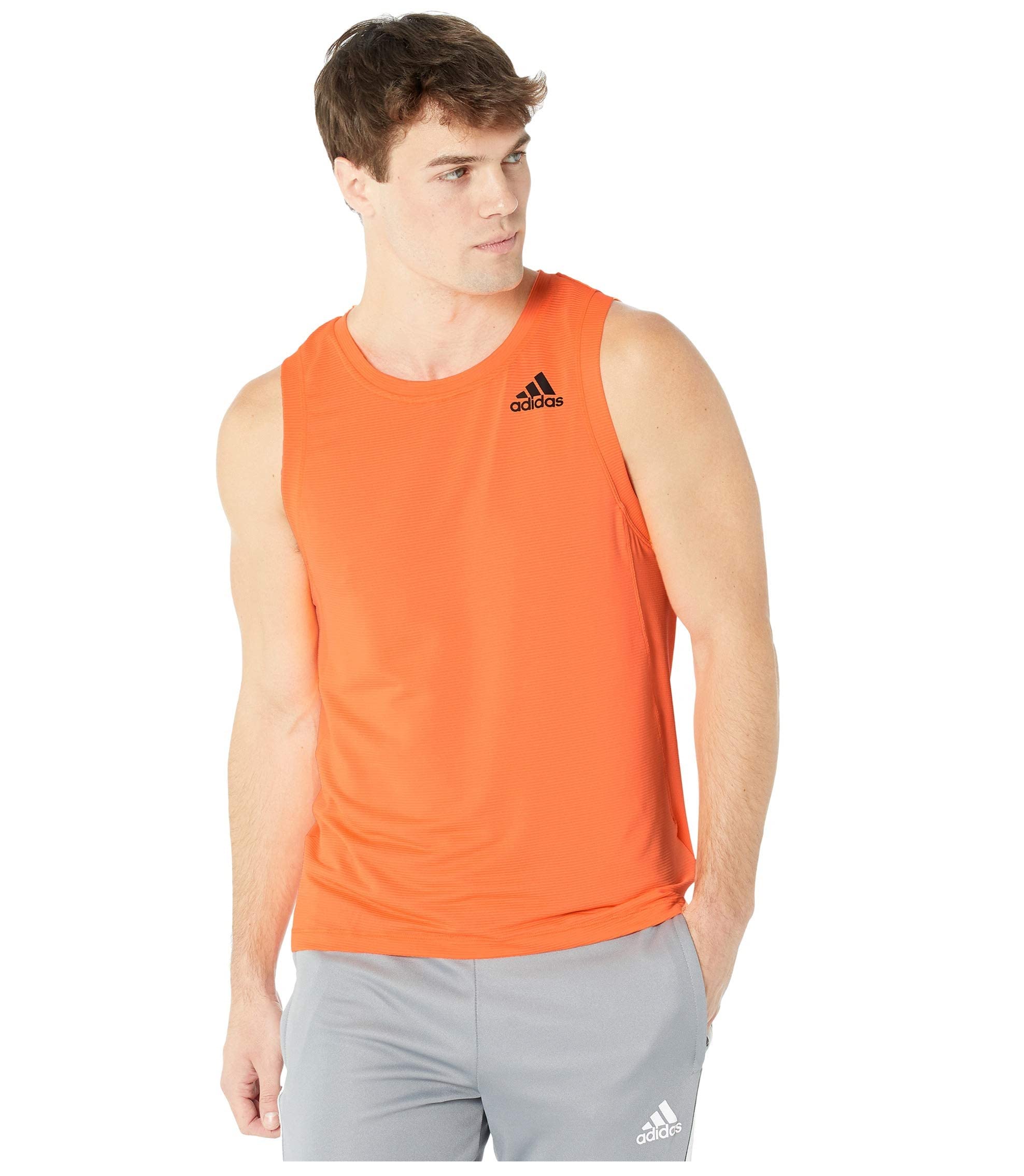 adidas mens AEROREADY 3-Stripes Tank Primeblue White Small