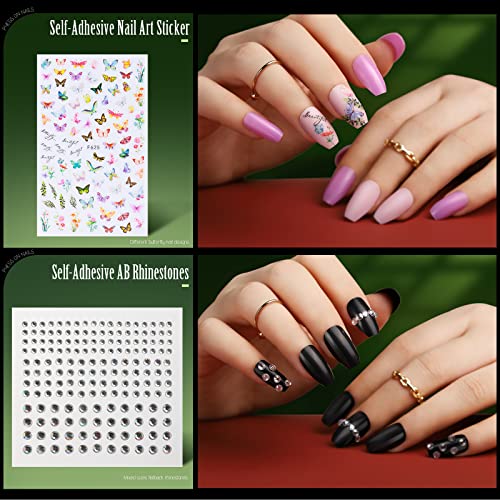 Coffin Shape Press On Nails Set, Teenitor 24 Packs 576PCS Matte Short Coffin Glue On Nails Medium Length, 12 Colors Coffin , 12 Colors Glossy Press On Coffin Nails, Reusable, Nail Adhesive Tabs, Nail Stickers Rhinestone