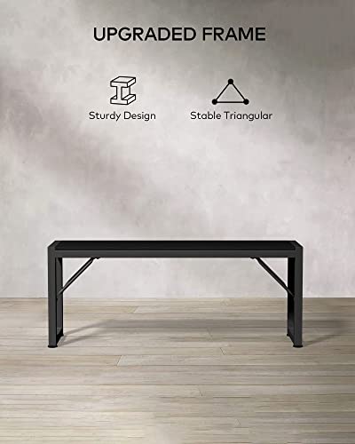 Bealife Dining Table Set for 4, Modern Kitchen Table Set with 2 Benches, 45.5in 3-Piece Soho Dining Room Table Set with Metal Frame and MDF Board, Sturdy Structure, Space-Saving Furniture (Black)
