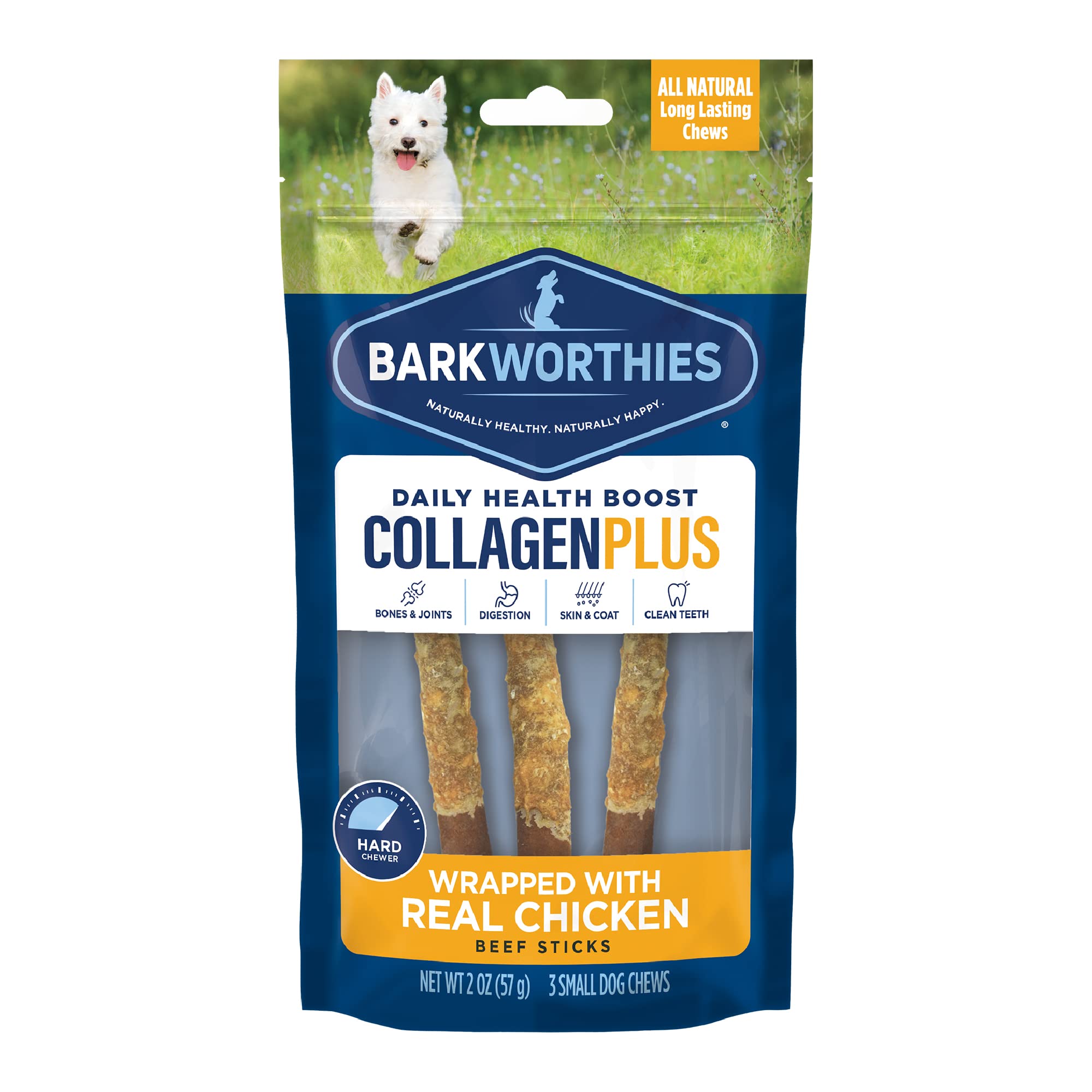 Barkworthies Chicken Wrapped Collagen Sticks Dog Treats (6-Inch, 3-Count)
