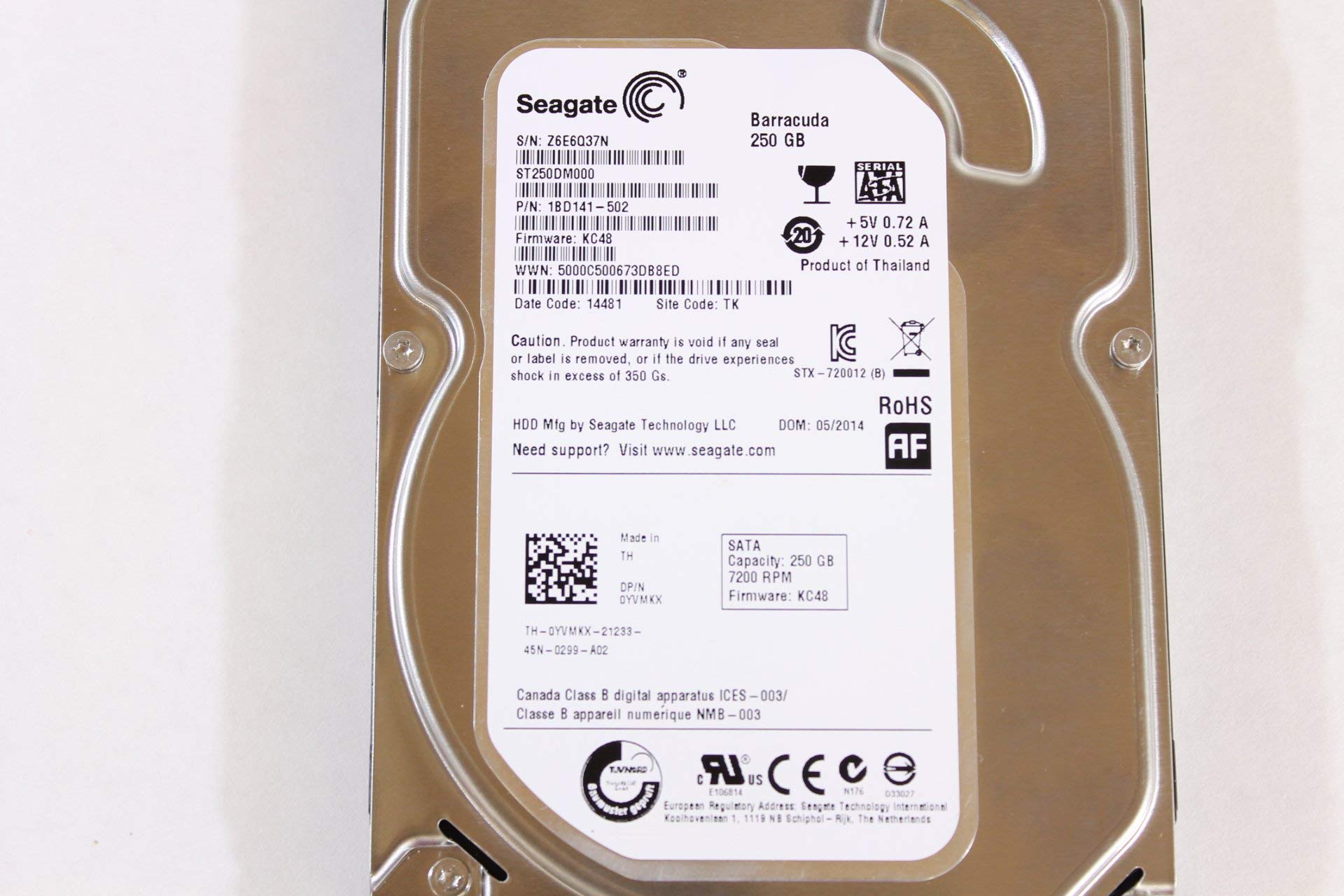 Dell ST250DM000 250GB Barracuda SATA 7200 RPM HDD - No Tray (Renewed)