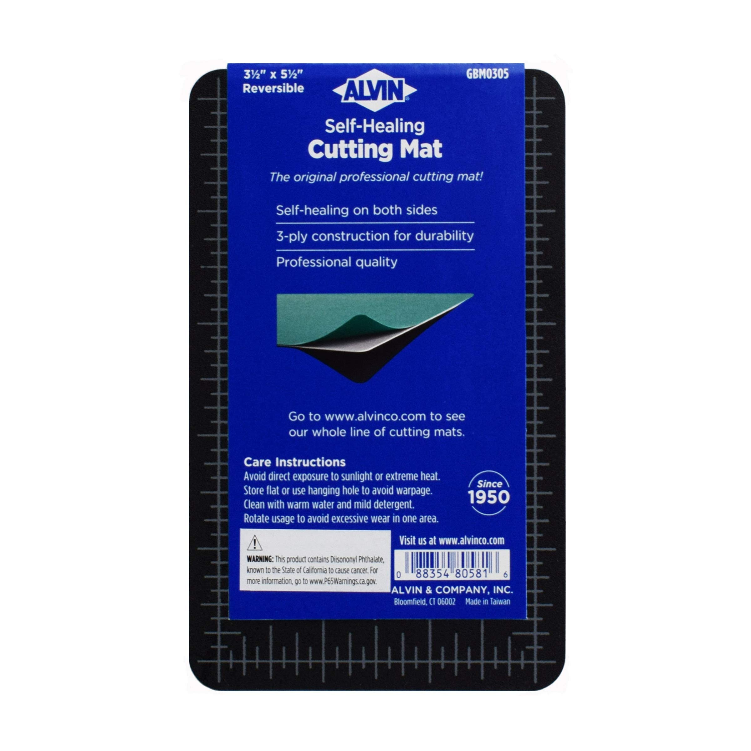 ALVIN GBM Series Professional Self-Healing Cutting Mat, Green/Black Double-Sided, Rotary Cutting Board for Crafts, Sewing, Fabric - 3.5 x 5.5 inches