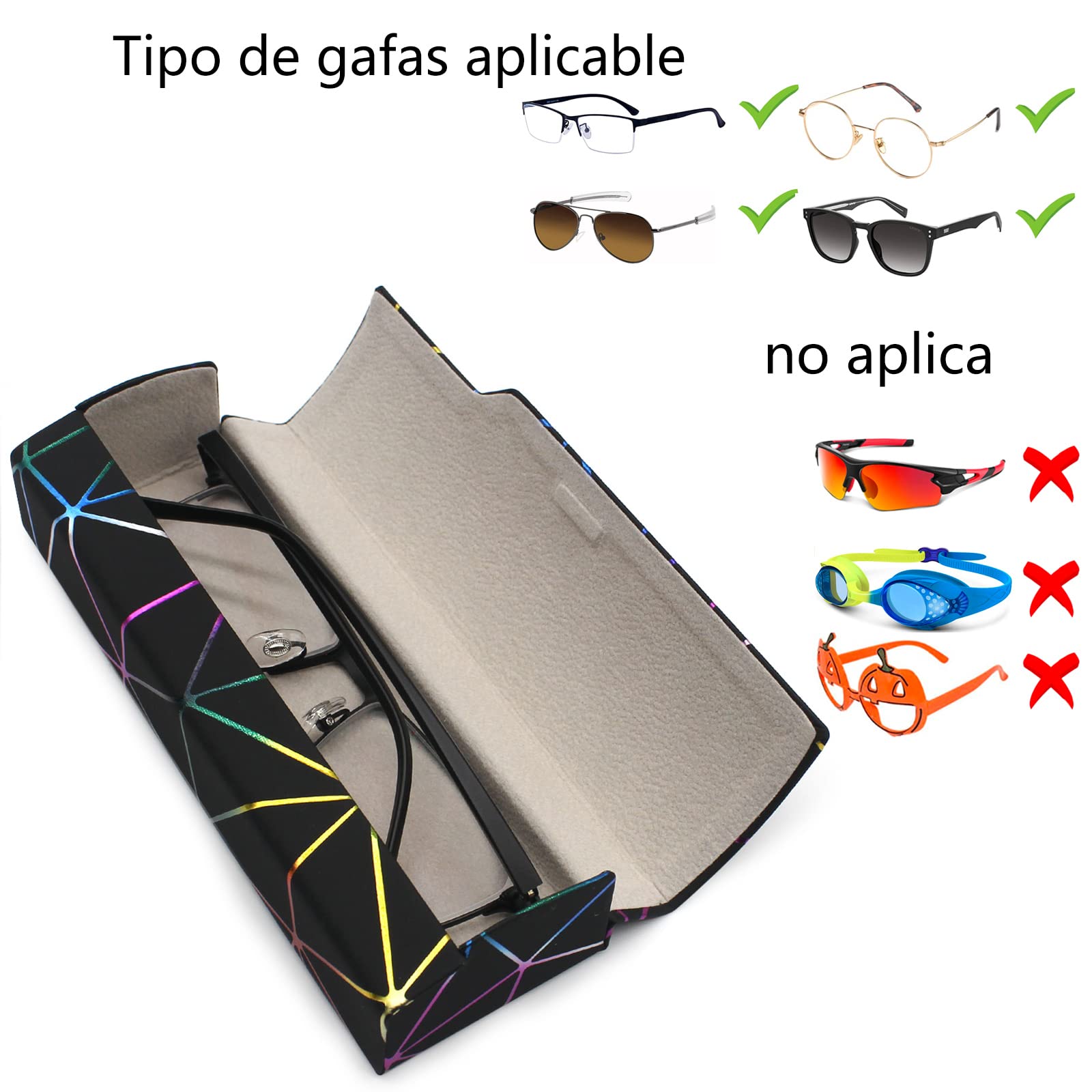 Abwuulq- lattice dazzling glasses case,Portable protective case for glasses,Fashion glasses rigid cover,unisex (Black + white)