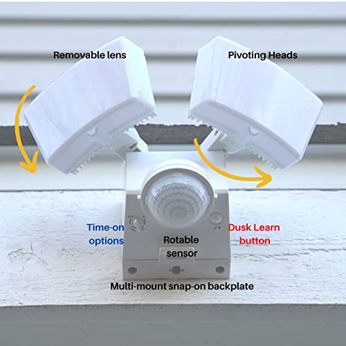 IQ America LB1880WH Motion Security Flood Light, Battery Operated Motion Sensor, 800 Lumen LED, Wall or Eave Soffitt Universal Mount Indoor Outdoor Closet Shed Attic Workshop Garage Grill Light WH