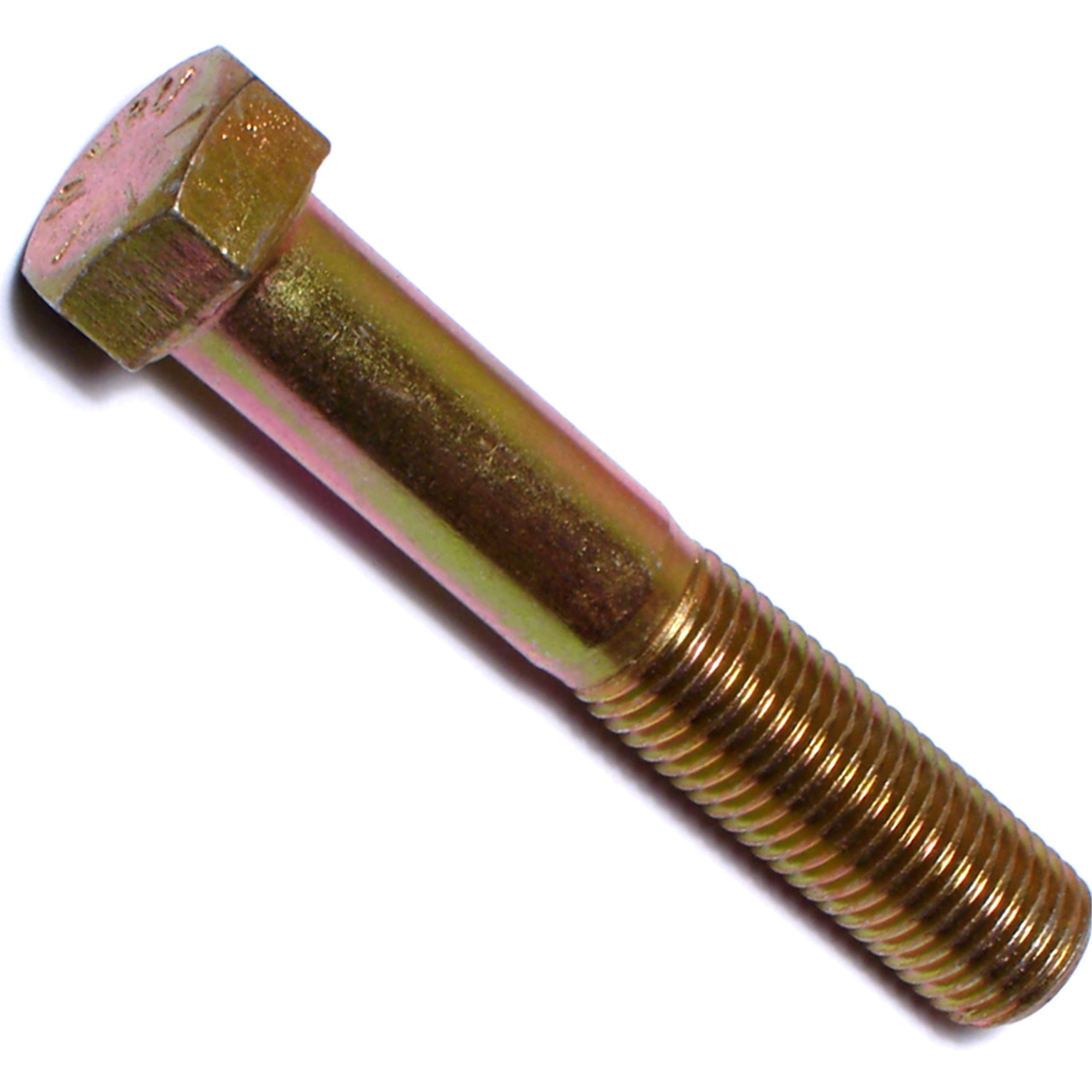 Hard-to-Find Fastener 014973253219 Grade 8 Fine Hex Cap Screws, 7/16-20 x 2-1/2, Piece-25, yellow