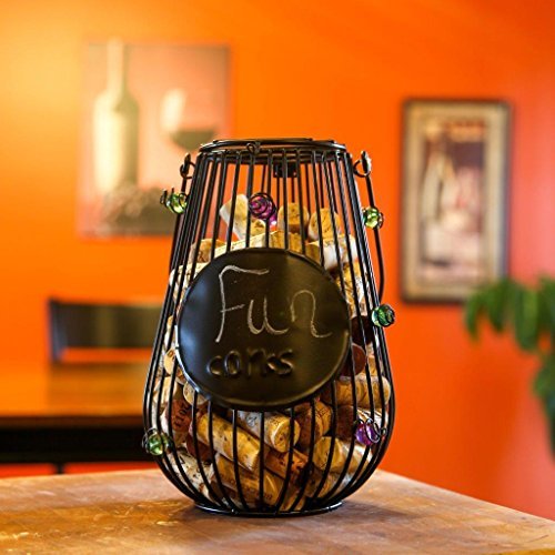 Home-X - Hanging Lantern Style Wine Cork Holder, Perfect Addition to Any Wine Connoisseurs' Patio or Kitchen Decor Collection, Holds About 50 Corks