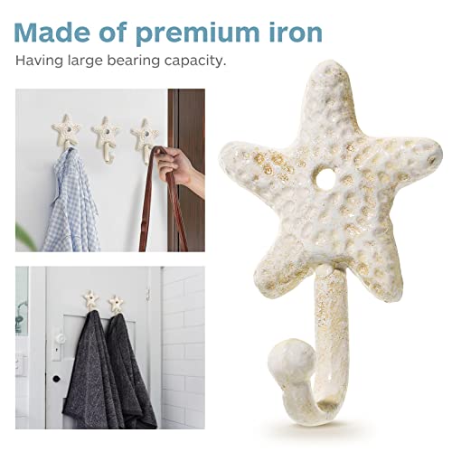 Cabilock Curtain Hooks Metal Hangers 3Pcs Decorative Wall Hooks Shape Single Prong Hangers Hooks Cast Iron Coat Hooks Wall Decorations for Bedroom Bathroom Curtain Hooks Wall Hangers Without Nails