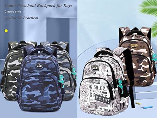 Camo Toddler Boys Small Backpacks, Water-resistant Preschool Kindergarten Kids Backpacks Bookbags, Blue