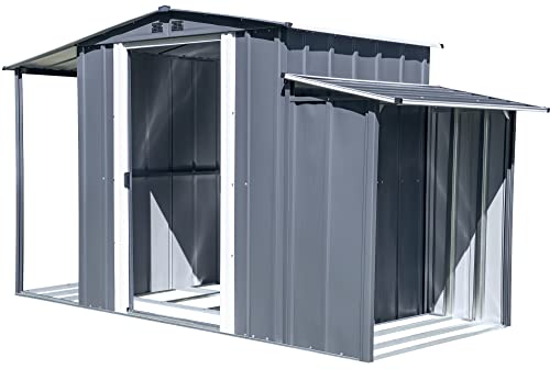 Arrow Sheds 10' x 5' Galvanized Steel 3-in-1 Pad-Lockable Outdoor Utility Storage Shed, Anthracite