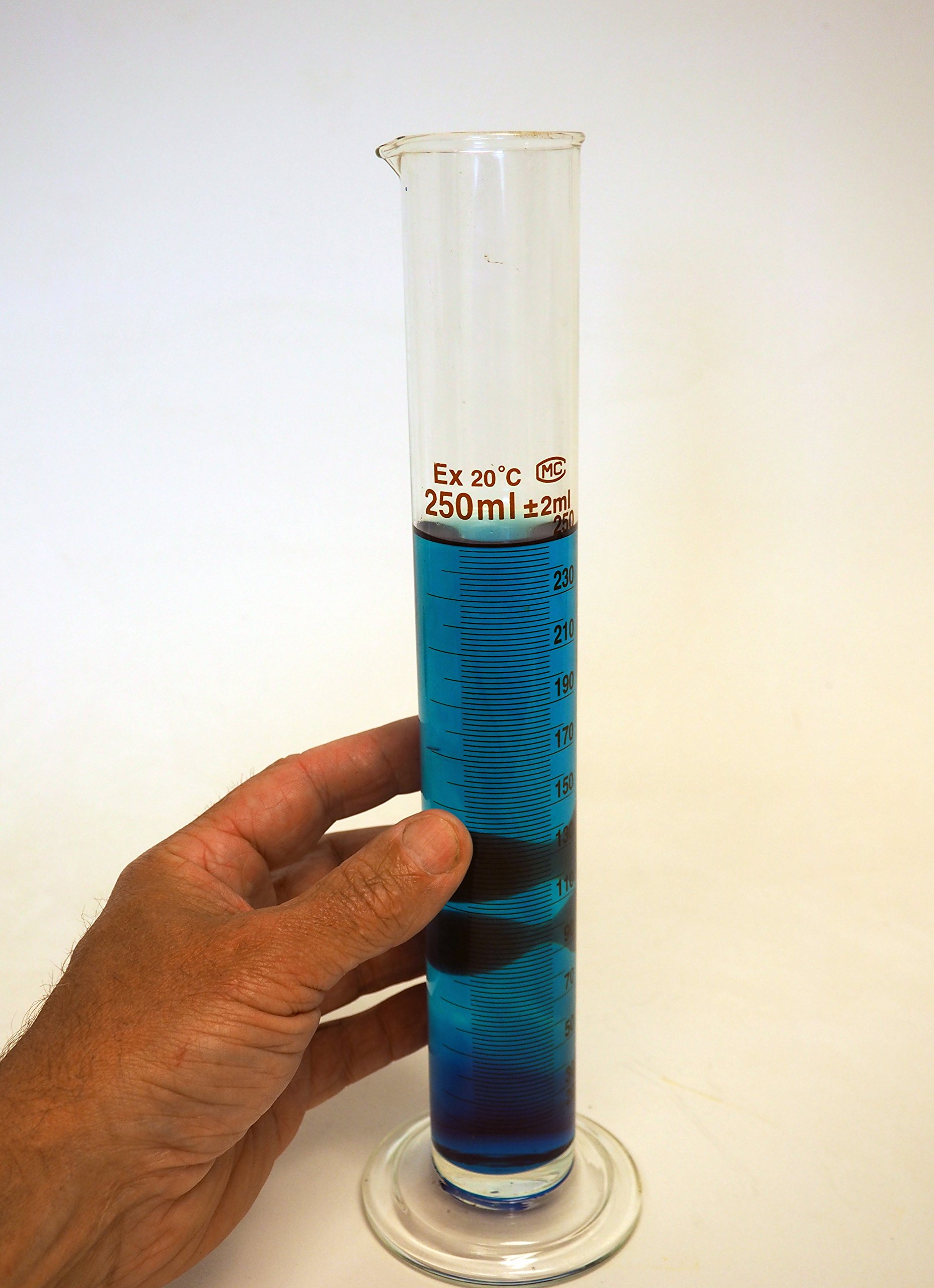 Graduated Cylinder, 3.3 Borosilicate Glass, 250ml Metric Scale Graduations