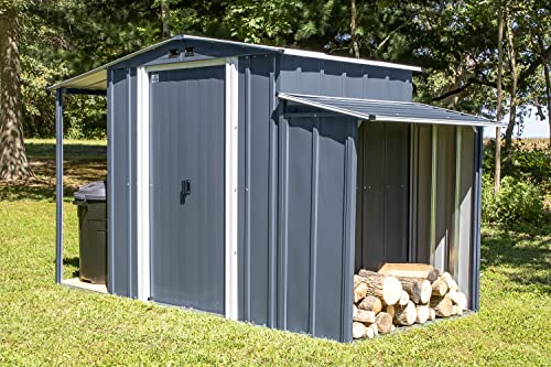 Arrow Sheds 10' x 5' Galvanized Steel 3-in-1 Pad-Lockable Outdoor Utility Storage Shed, Anthracite