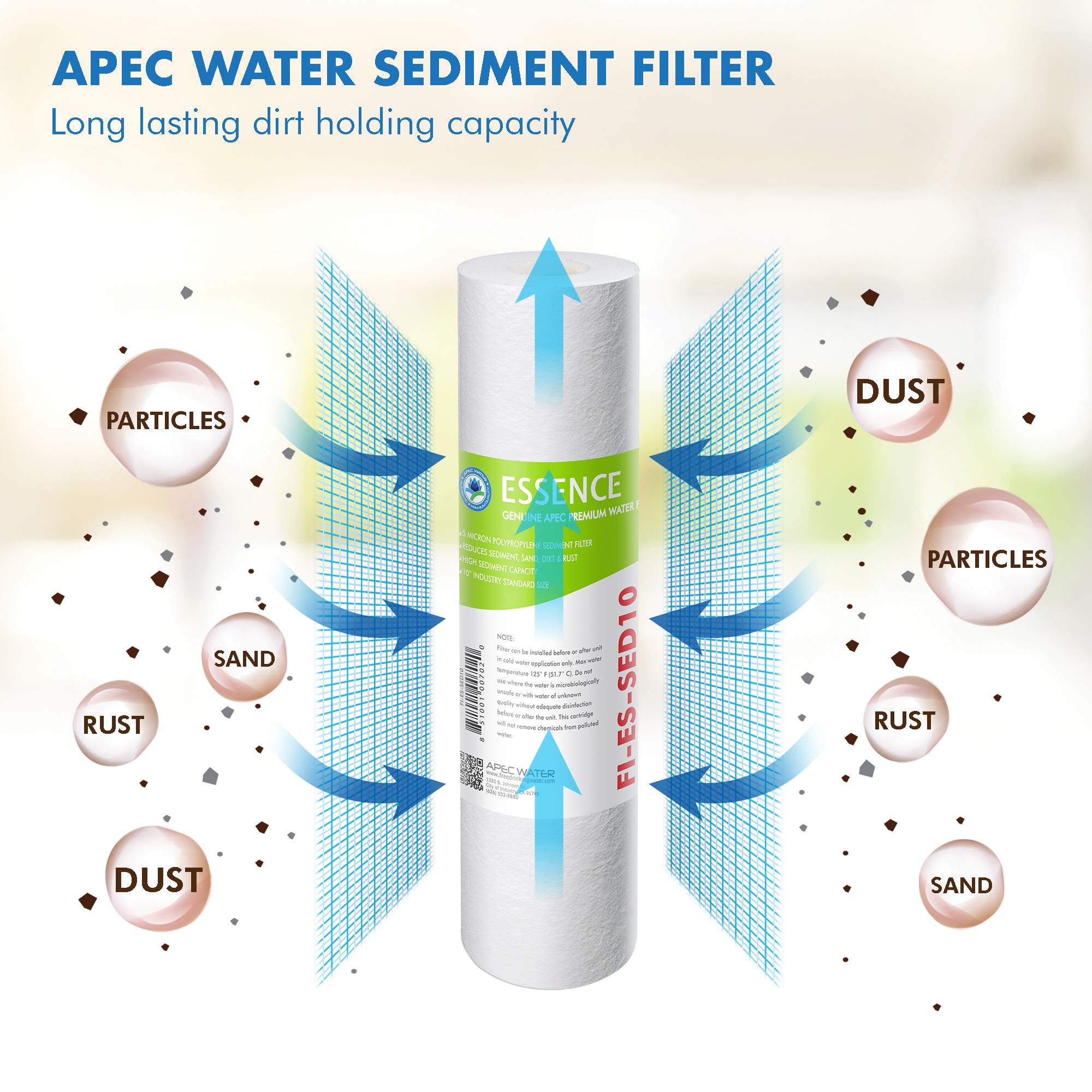 APEC Water Systems FI-ES-SED10-A APEC 5 Micron 10β x 2.5β Sediment Water Filter for Reverse Osmosis System, White