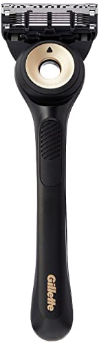 Gillette Labs Men's Razor + 1 Razor Blade Refill, with Exfoliating Bar, Includes Premium Magnetic Stand, Black & Gold Edition