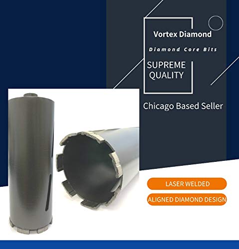 VORTEX DIAMOND WPDB 2 inch Dry Drill Core Bits with Diamond Aligned Segment for Brick Concrete Masonry 5/8 in -11 Threaded (2 in ), Black