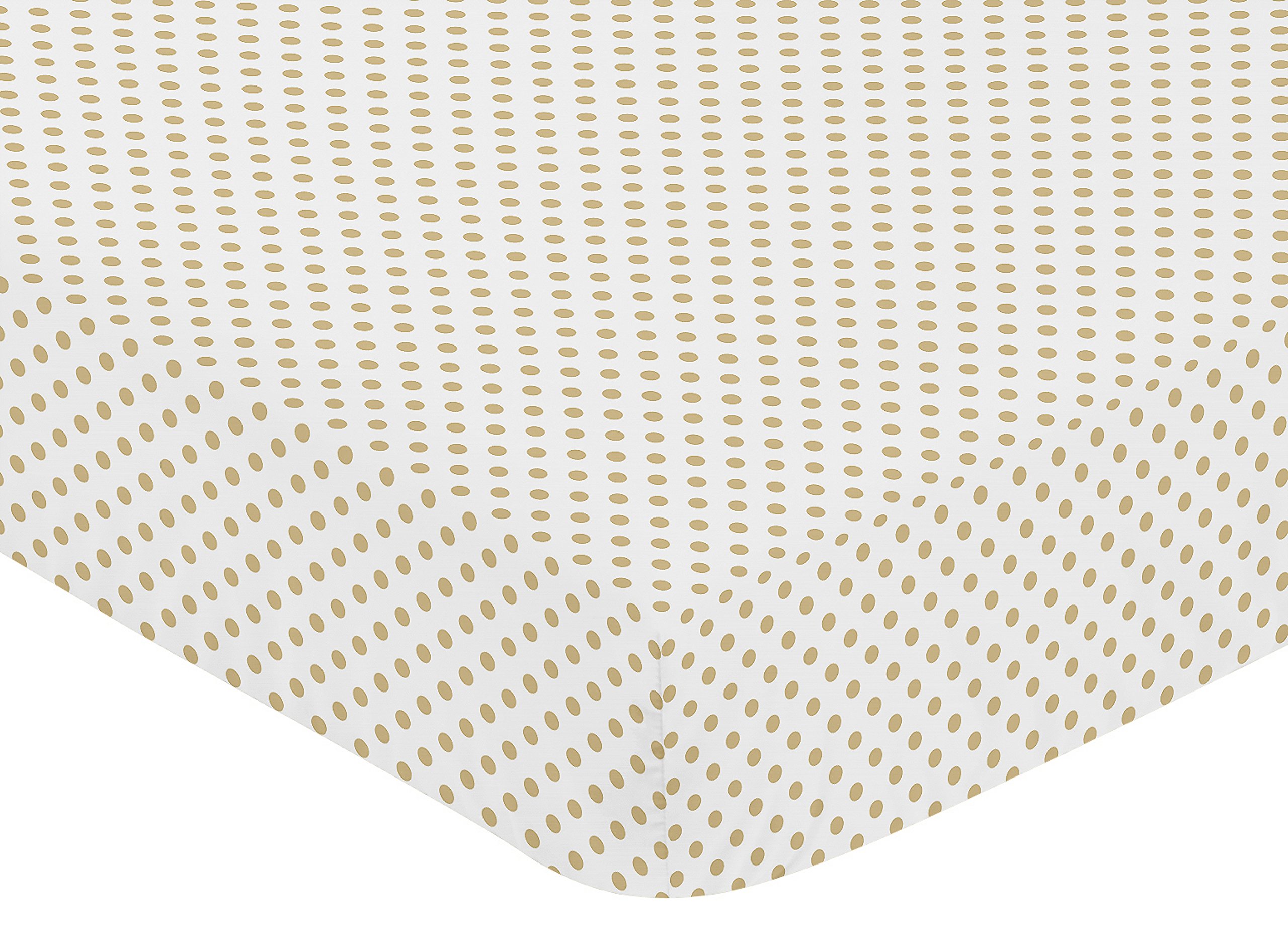 Sweet Jojo Designs Gold and White Polka Dot Baby or Toddler Fitted Crib Sheet for Butterfly Floral Collection
