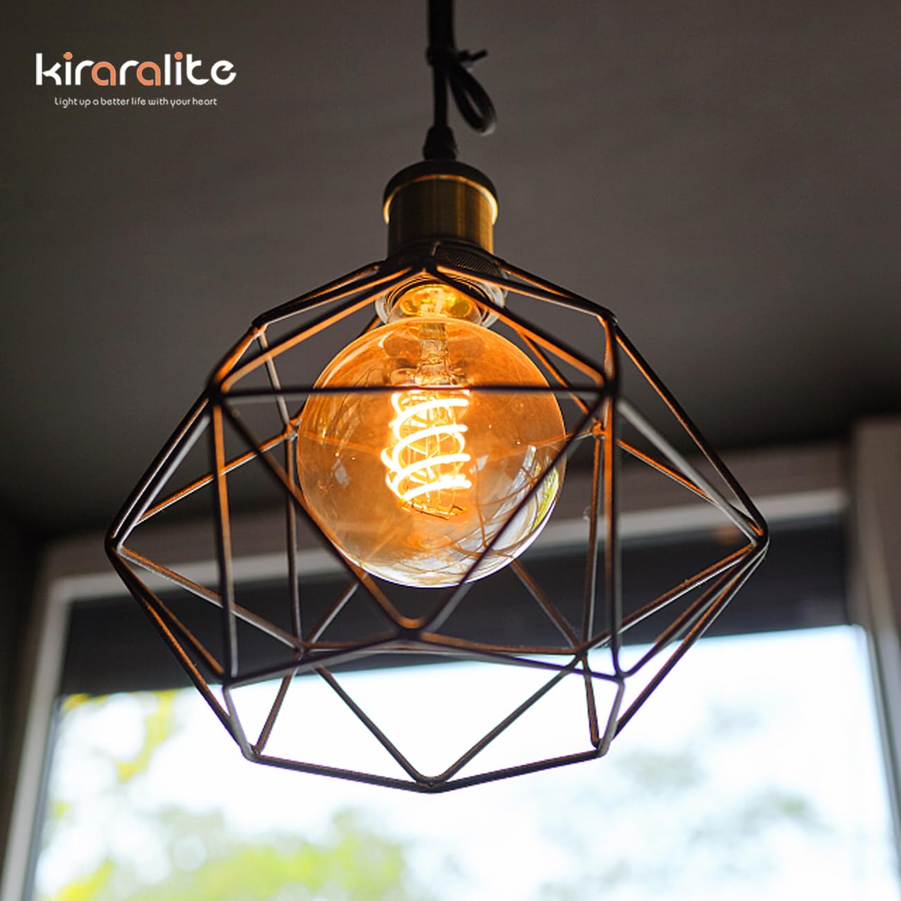 G25 LED Globe Light Bulbs, Antique Flexible Spiral LED Filament Light Bulb, Vintage LED Edison Bulb,4 Pack, Warm White 2500K,6W Equivalent to 60W, 600LM,Dimmable with 80+ CRI,E26 Base, Amber Glass