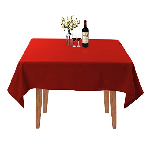 Waysle Square Tablecloth, 52 x 52 Inch, Red Table Cloth for Square or Round Tables in Washable Polyester, Great for Wedding, Restaurant, Party, Banquet Decoration
