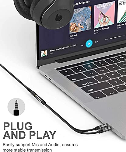 KINGTOP Headset Splitter Cable 3.5mm Female to 2 Male for PC Computer and Old Version Laptop