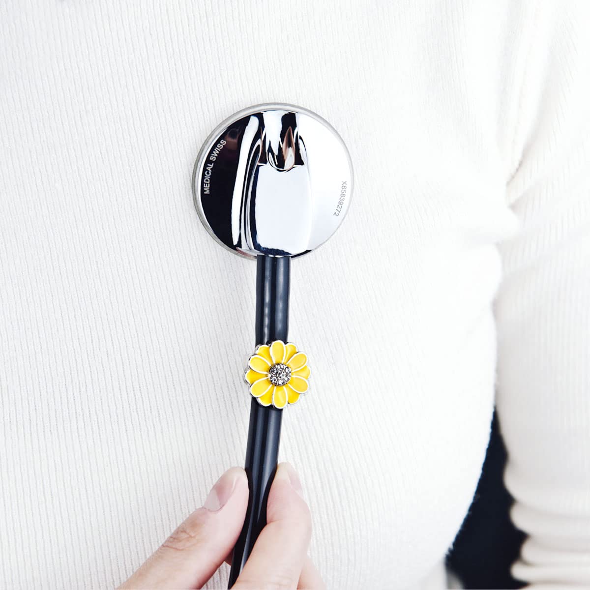 HEYGOO 2 Pack Sunflower Bling Stethoscope Charms, Unique Stethoscope Id Name Tag for Doctor Nurse Christmas Gift