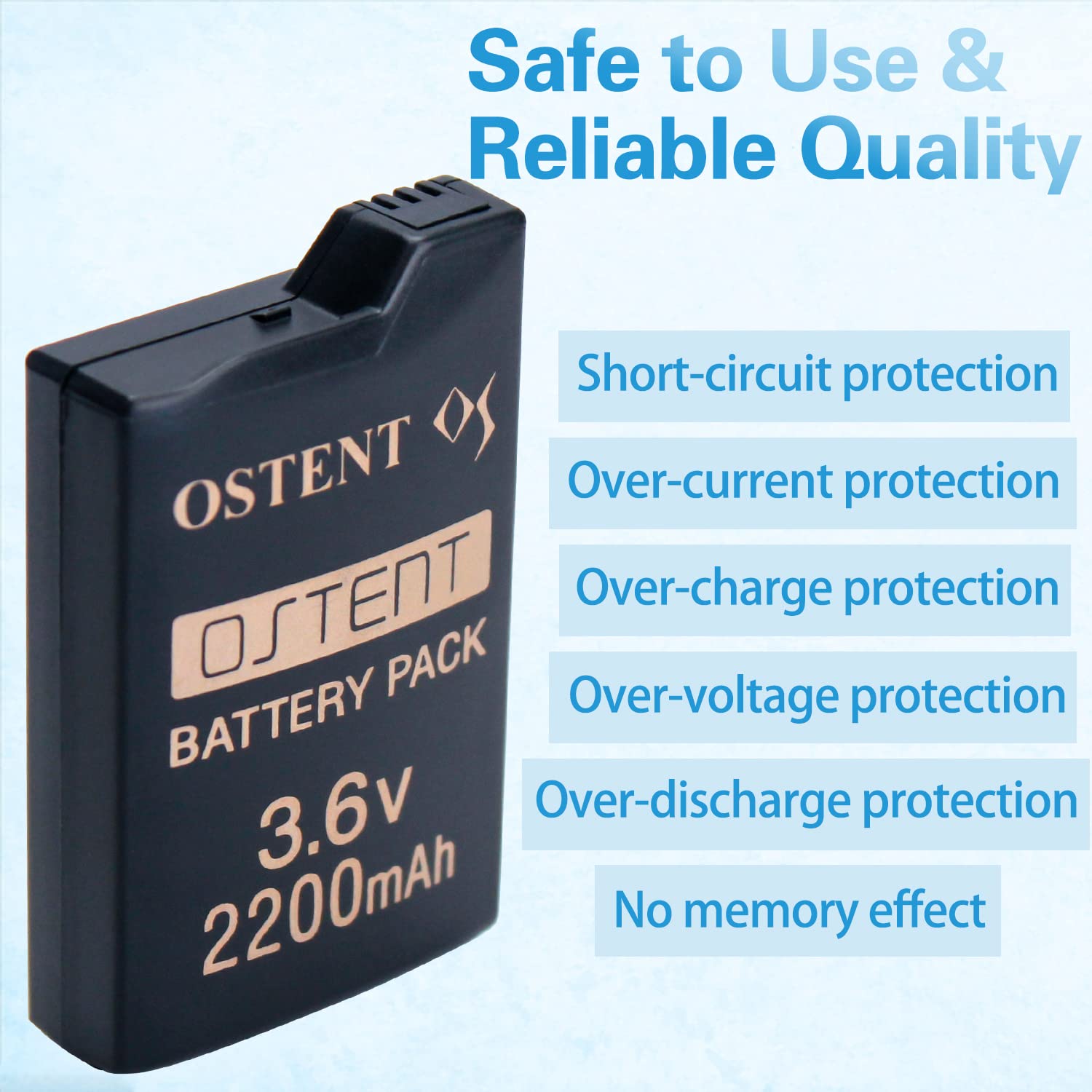OSTENT High Capacity Quality Real 2200mAh 3.6V Lithium Ion Li-ion Polymer Rechargeable Battery Pack Replacement Upgraded Version for Sony PSP 1000 PSP-280 Console Video Games