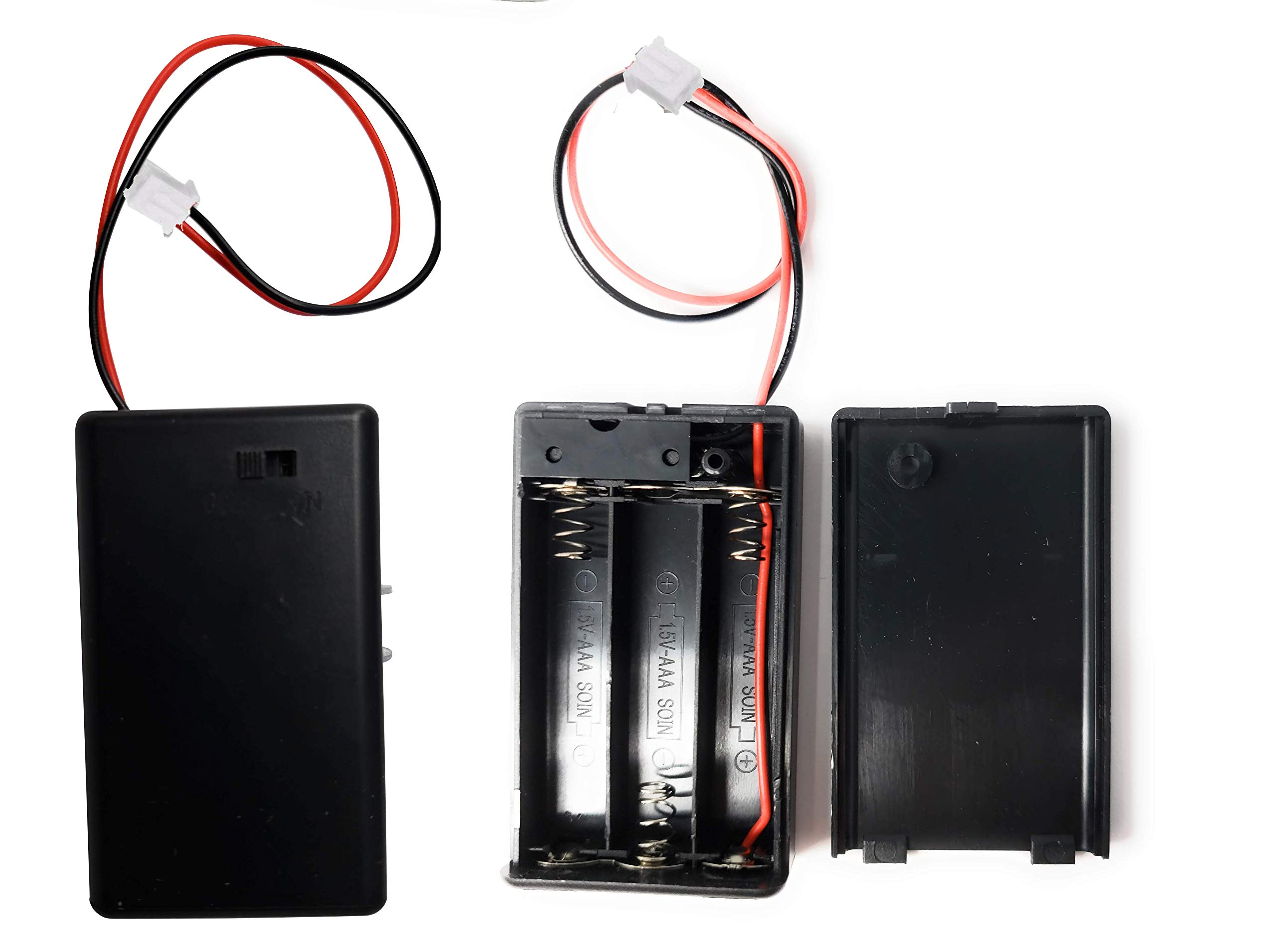 Low Voltage Power Solutions: Battery Holder – 3 AAA Battery Case with JST-PA plug (Locking) – Triple AAA Battery Holder for Arduino, LilyPad Circuits, Cosplay, Costumes and Decorations - Set of 2