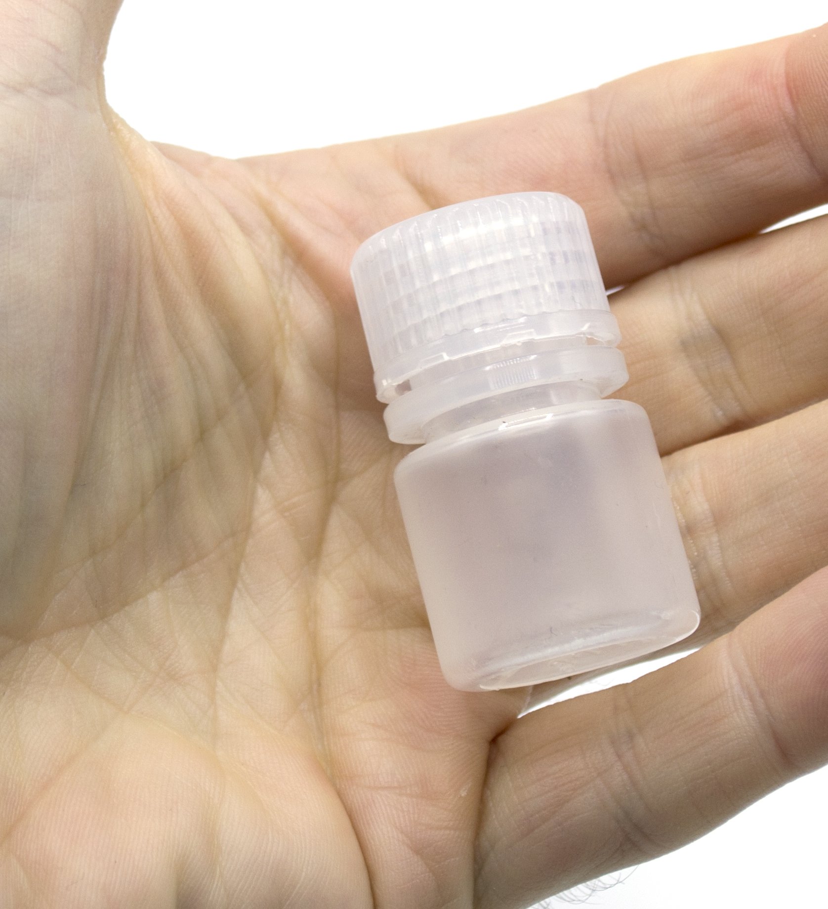 EISCO 8mL Rigid Plastic Reagent Bottle with Narrow Mouth (0.53" ID) and Screw Cap - Polypropylene