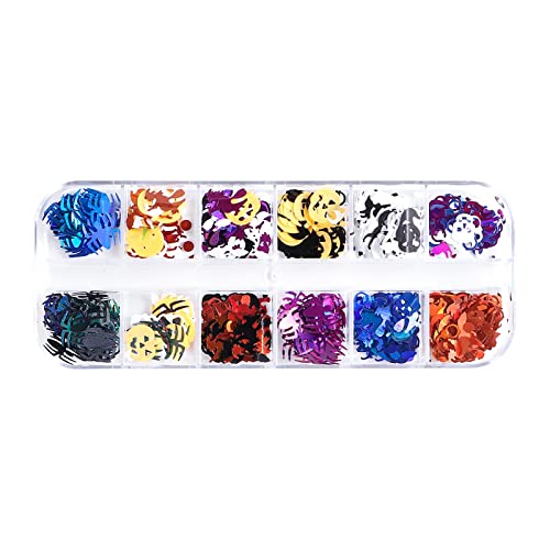 HMDABD Makeup Glitter for Eyes Nail Glitter Halloween Glitter And Halloween Nail Glitter And Witch Sequins And Pumpkin Glitter For DIY Resin Craft Nail Design Stencils（Black