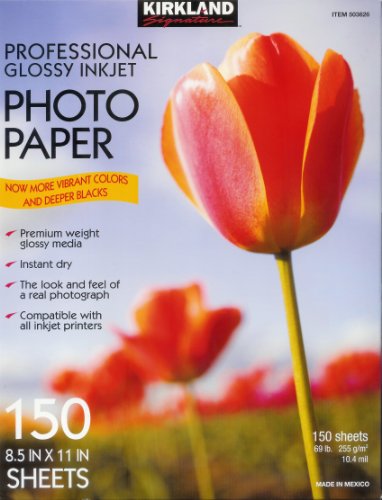 Kirkland Signature Professional Glossy Inkjet Photo Paper 8.5 x 11 Inch (150 Sheets)