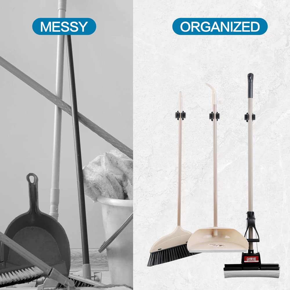 JAMEND CLXP New 3PCS Broom and Mop Holder, Heavy Duty Garden Tool Organizer Rack Rake and Shovel Handle, Stainless Steel Mop Hanger. Wall Mounted with Screws.…