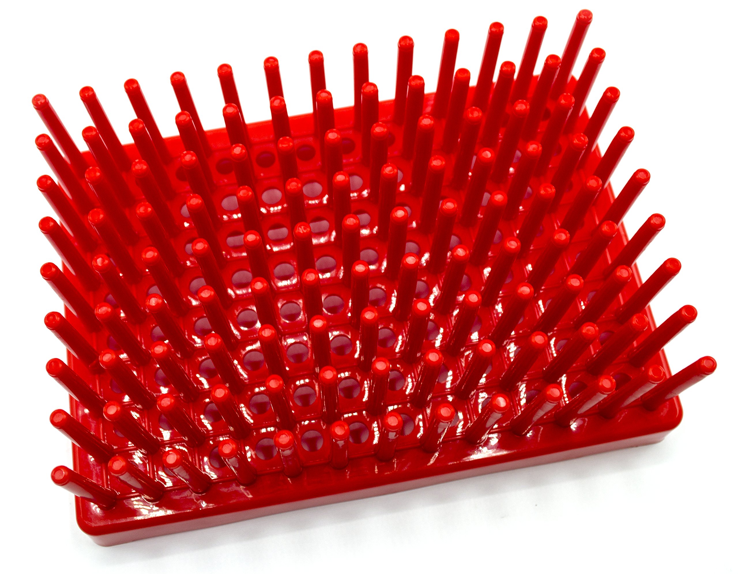 EISCO Red Plastic Test Tube Peg Drying Rack Holds 96 13mm Test Tubes Labs