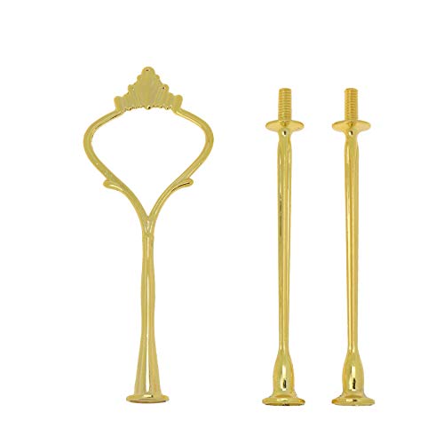 Quluxe 4 Sets 3 Tier Crown & Sunflower Cake Stand Fruit Cake Plate Handle Fitting Hardware Rod Stand Holder with Stylus for DIY Making Cupcake Serving Stand Decoration- Gold