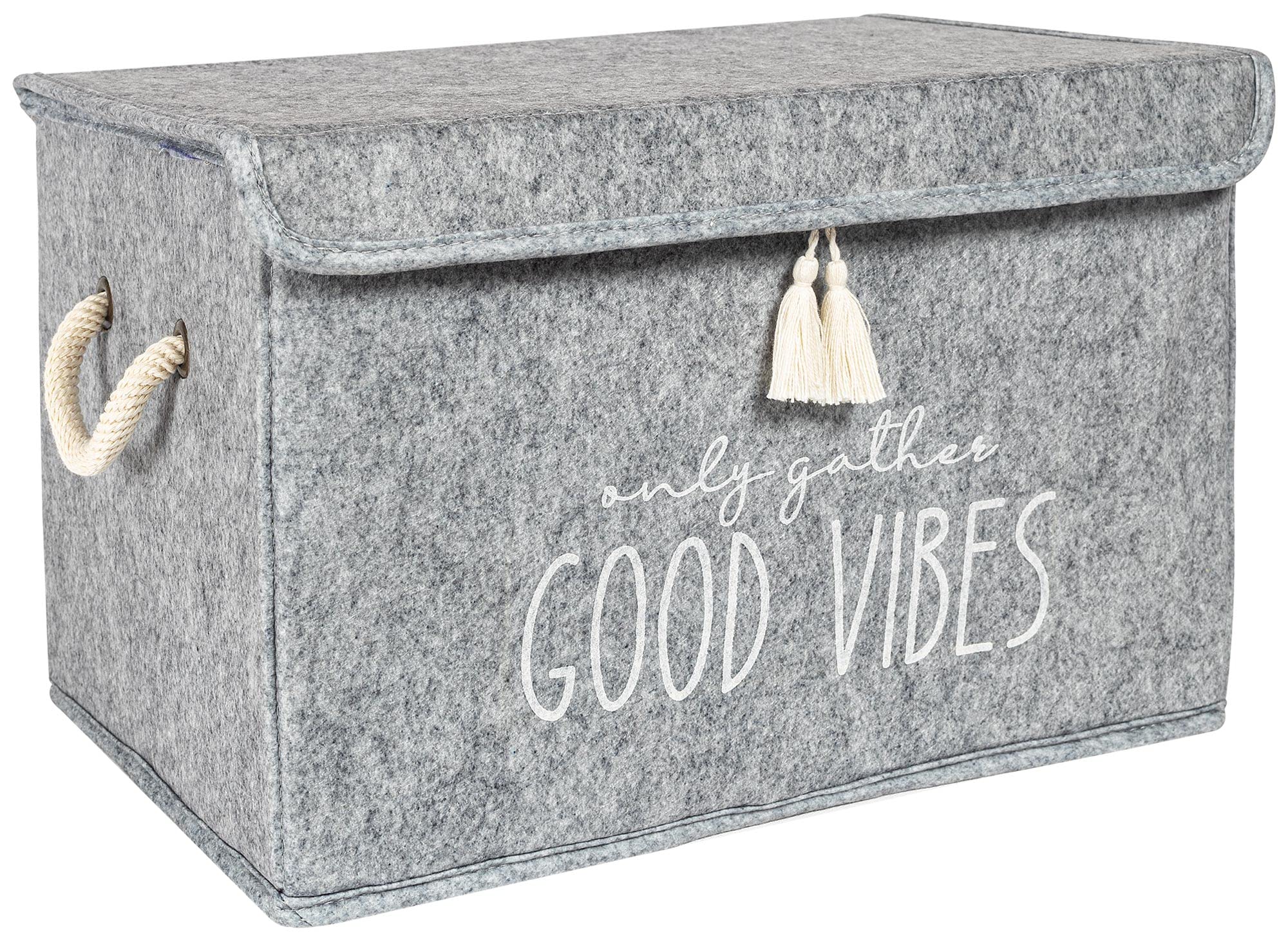 Pazar Kapısı Felt Fabric Foldable Storage Bin Cube Organizer Basket with Flip-Top Lid & Handles, Clothes Blanket Box for Home, Office, Closet, Shelves (1 Pack 14 X 9.5 X 9.5, Grey)