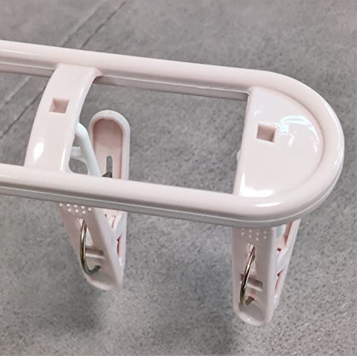 Fineget Foldable Clothes Travel Hangers with Clips Clothes Drying Racks Socks Lingerie Plastic Non Slip Skirt Hangers Closet Laundry Organization Hangers Pnk
