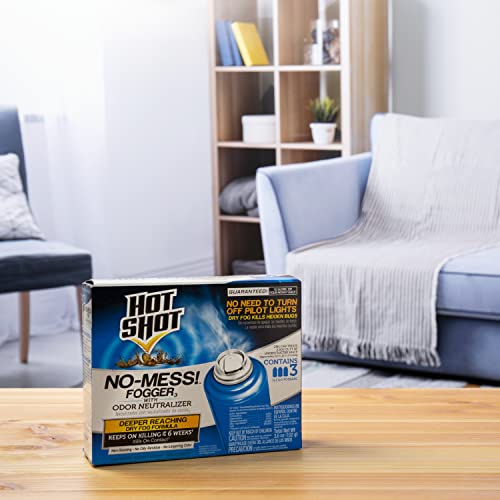 Hot Shot No Mess Fogger With Odor Neutralizer, Kills Roaches, Ants, Spiders & Fleas, Controls Heavy Infestations, 3 Count, 1.2 Ounce