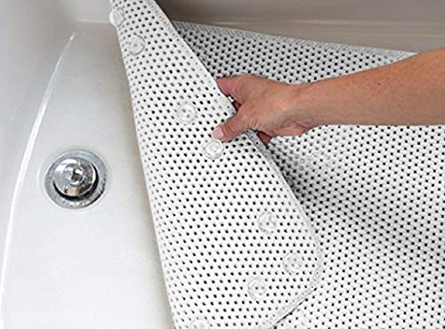 Deluxe Bathtub Mat Non Slip, Soft Foam Bath Mats for Bathroom Tub, Bathtub Mat with Drain Holes, Suction Cups- 36β X 17β - White