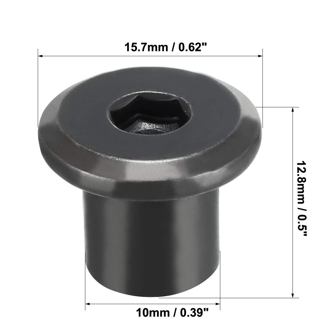 uxcell M8x10mm Hex Socket Head Insert Nut Screw Post Sleeve Nut for Furniture 30pcs